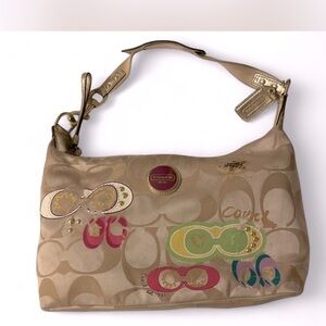 Coach | Bags | Coach Tan Shoulder Bag With Signature Monogram | Poshmark